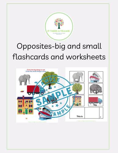 Opposites-Big and Small -Flashcards and Worksheets BUNDLE | TPT