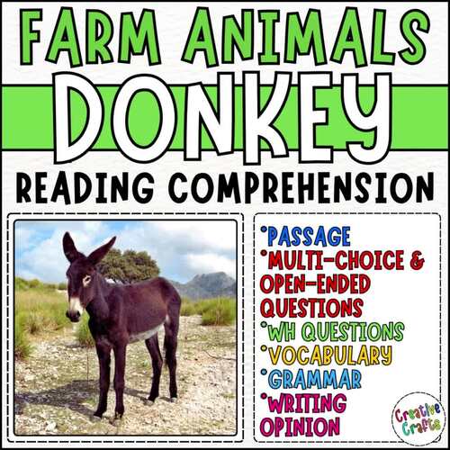 Donkey Farm Animals Reading Comprehension Passage and Questions 3rd Grade
