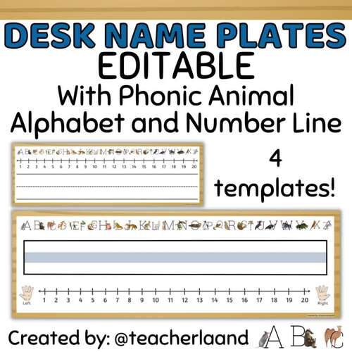 Animal Alphabet Farm House Theme Student Desk Name Plates / Tags! Editable!