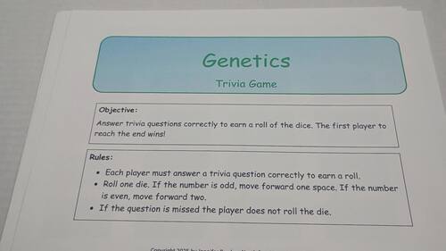 Genetics Trivia Board Game Biology High School Middle School Homeschool ...