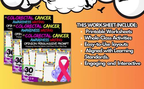 Colorectal Cancer Awareness Writing Prompt Activities 4th,5th,6th,7th ...