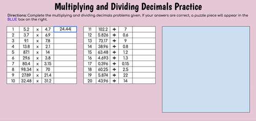 Digital! Multiplying and Dividing Decimals - 5th Grade Math - Valentine ...