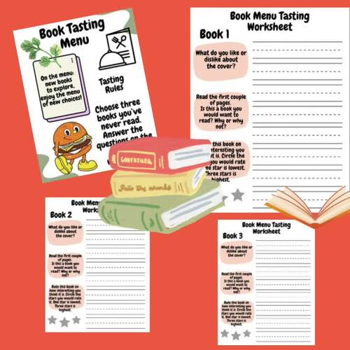 Book Tasting Menu With Worksheets| Book Tasting by ColorWorks | TPT