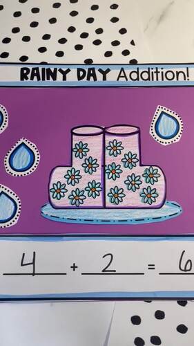Rainy Day Addition Math Craft by The Teaching Diva Corner | TPT