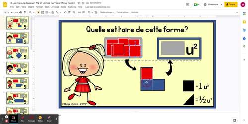 Je mesure l'AIRE en 1/2 et unités carrées: Google Slides™ by Mme Bock