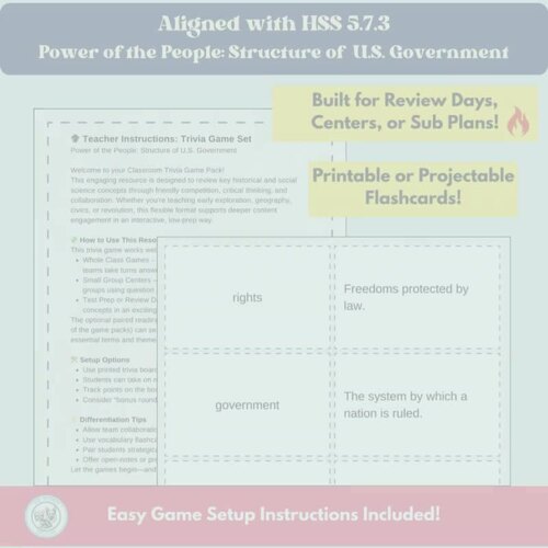 HSS 5.7.3 Trivia- U.S. Constitution: Constitution Division of Power ...