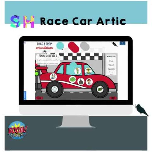 SH Race Car Boom Cards™ & Printable Dot Art or Smash Mat Articulation ...