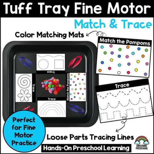 Tuff Tray Fine Motor Activities - Color Matching & Loose Parts Tracing