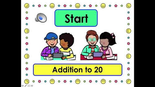 Addition to 20 Interactive PowerPoint Game 50 Self-Checking Facts to 20