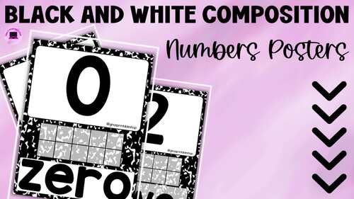 Black and White Composition Paper Numbers Posters by GinasPrintableShop