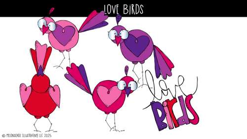Love Birds clip art, Valentine's Day clip art Mini by Melonheadz Clipart