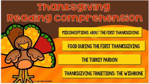 Thanksgiving Reading Comprehension | Digital Thanksgiving Reading ...