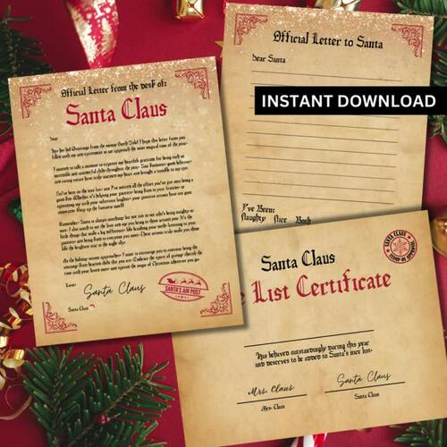 Letter to Santa, Letter from Santa, Official Nice List Certificate ...