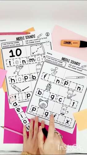 Middle Sounds Short Long Vowels Missing Digraph Phonics Worksheets Task ...