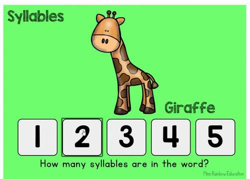 Syllables (Animals) - Boom Cards by Boom Cards by Miss Rainbow Education