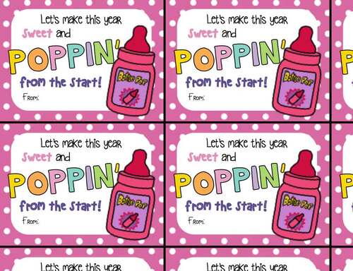 Bottle Pop Beginning of Year Gift Tag- Let's make this year sweet and ...