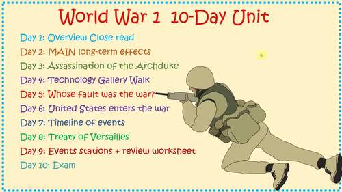 World War 1 Unit Bundle for World History 10 Days Including Exam Print ...