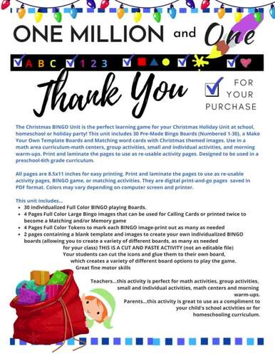 Christmas BINGO-30 Pre-made Boards and Make Your Own Template-Holiday ...