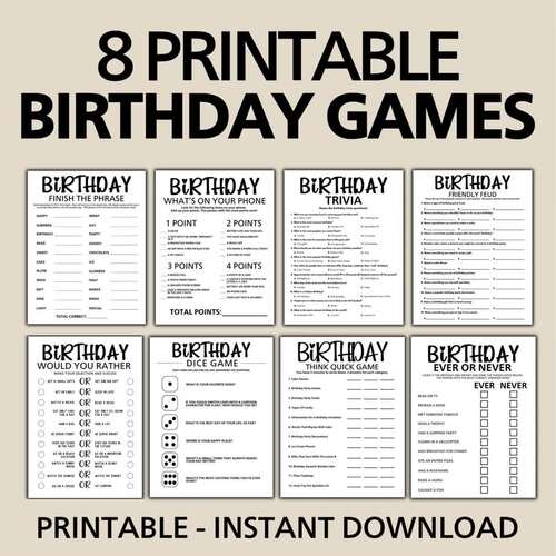 Classroom Birthday Game Bundle, Printable Birthday Party Games | TPT