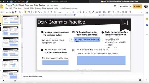 Daily Grammar Practice For 3rd Grade | Grammar Worksheets | Spiral Review