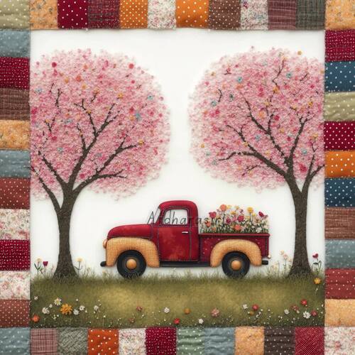 Vintage Farm Truck Patchwork Backgrounds, 12 JPEG Files | TPT