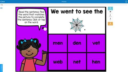 Sight Word and Short e CVC Word Sentences Boom Cards™ | TPT