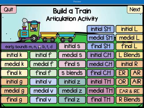 Build a Train Boom Cards™ Articulation Activity No Prep Speech Therapy