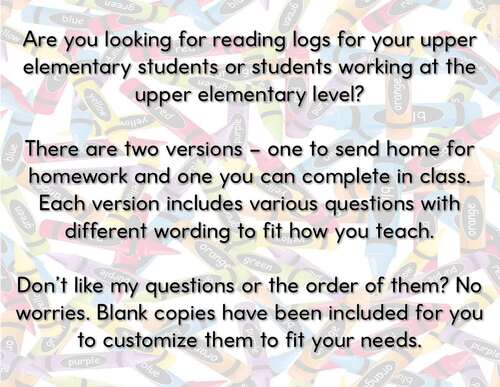 Editable Upper Elementary Reading Logs | Reading Log Templates | TPT