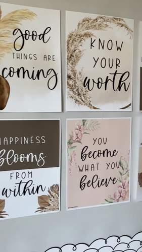 Floral Boho Classroom Decor: GROWTH MINDSET POSTERS by Learning with Kiki
