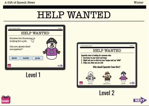 Winter Occupations NO PREP Language Who Questions Community Helpers