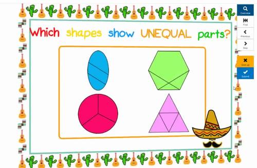 Cinco de Mayo Math Equal Parts Equal Unequal Parts Boom Cards 1st Grade ...