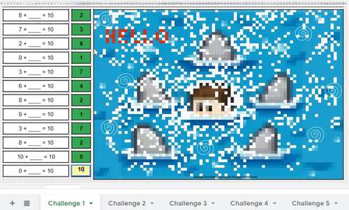 Friends of Ten Pixel Art Math | 5 Images | Editable | Differentiated