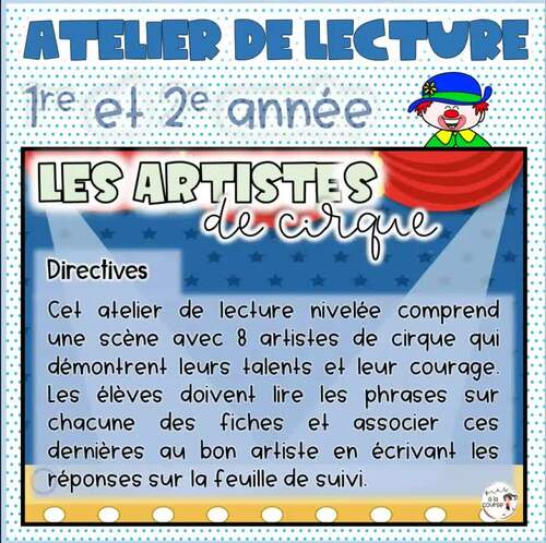 French Circus Reading Game | Atelier de lecture Le cirque by Caroline ...