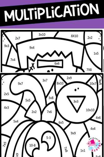 Halloween Color by Code Multiplication Facts Color by Number Pumpkin ...