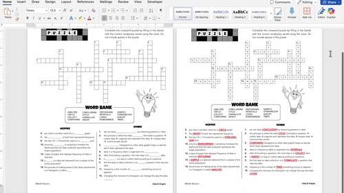 7th Grade Math Fun Worksheet: Data and Graphs Review Activity Crossword ...