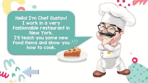 CRAZY CHEF. All about food (Fast food, fruit, vegetables). Cooking Verbs