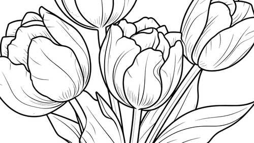 Beautiful Tulips Coloring Bundle For Adults|125 Beautiful Tulips ...