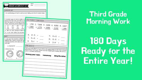 3rd Grade Morning Work | ELA, Math, Computation, Writing | Year Long ...