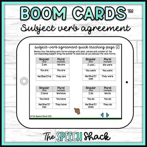 Subject verb agreement- Grammar BOOM Cards™ (set 2) by The Speech Shack