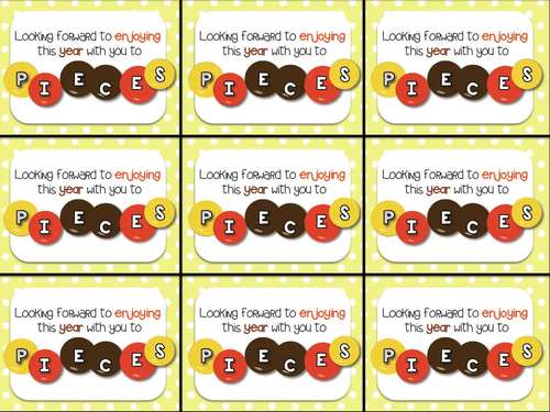 Reeses Pieces Beginning of Year Gift Tag (Looking forward to enjoying ...