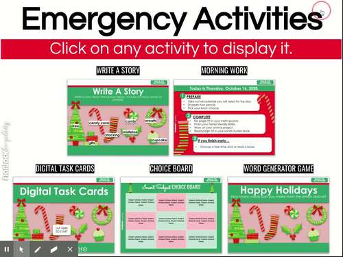 Digital Editable Smart Sub Plan Emergency Activities | Holiday Cheer