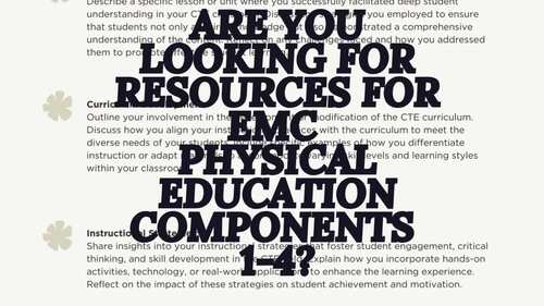 National Board Early Mid Childhood Physical Education Components 1 - 4 ...