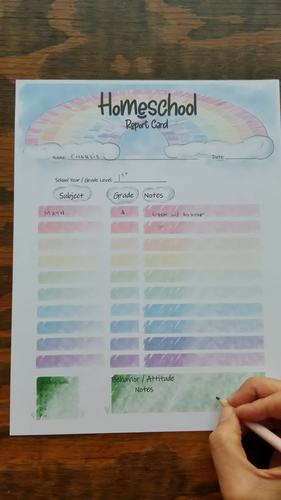 Homeschool Report Card in Rainbow Theme by Sunshine and Clover 123