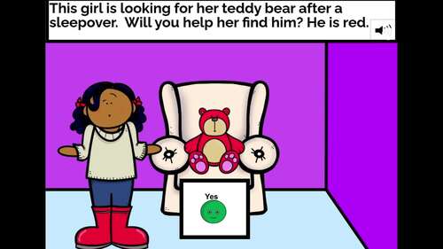 Find the Red Teddy Bear Speech Therapy Activity| Yes/No & What ...