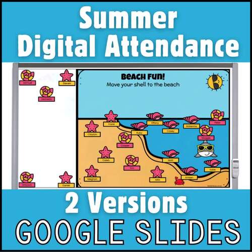 Summer Beach & Ocean Editable Attendance Google Slides Digital Resources