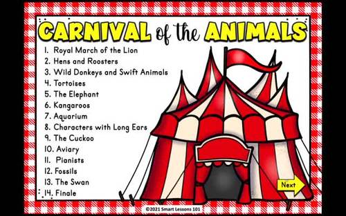 CARNIVAL of the ANIMALS Audio MEMORY GAMES Powerpoint Music Game Music ...