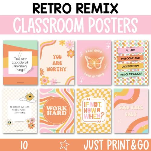 Retro Classroom Decor Posters / Y2K Classroom Decor / Retro Remix