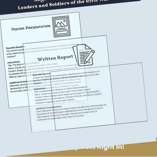 The Military and Social Leaders of the Civil War • PBL Choice Board ...