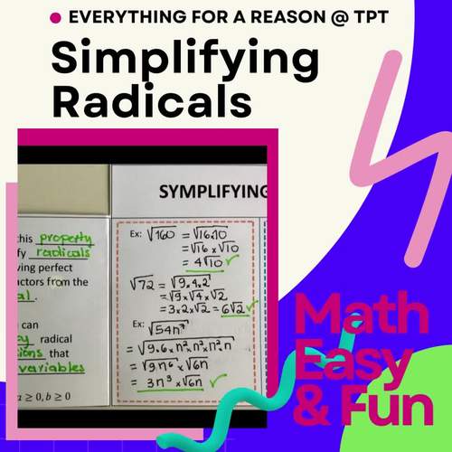 Simplifying Radicals Foldable PDF + EASEL | TPT