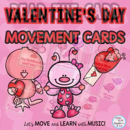 Valentine's Day Movement Task Cards, Brain Break Activity, Transitions